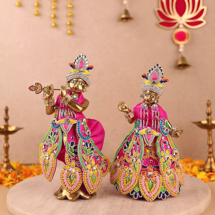 Magenta Radha Krishna Lehenga Dhoti & Shringar Set – Devaya