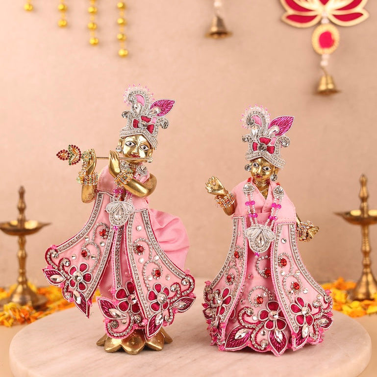 Pushpmala Pink Radha Krishna Lehenga Dhoti & Shringar Set – Devaya